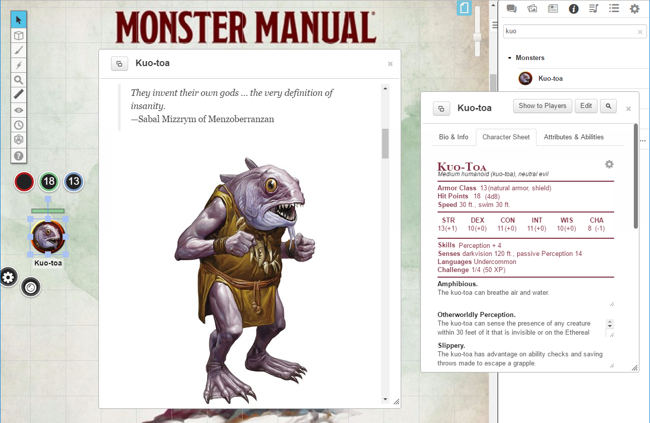 Roll20 Monster Manual Kuo-toa | BrutalGamer