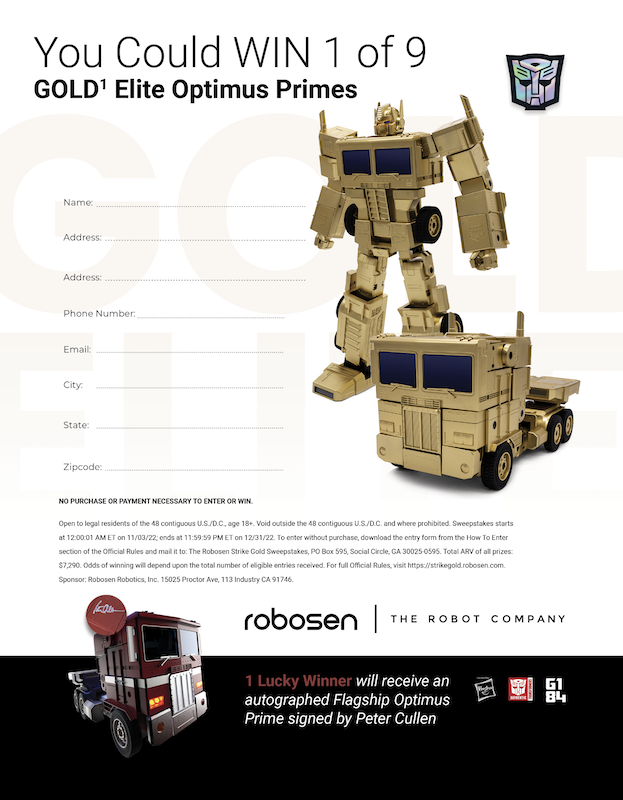 Robosen Gold Sweepstakes Page | BrutalGamer